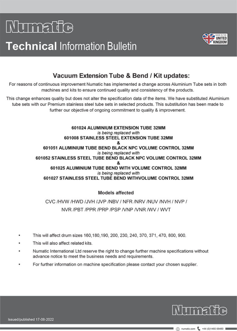 Technical Info Bulletins Archives - Numatic Support